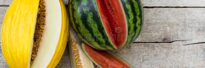 Watermelon and Canary Melon Stock Photo - Image of cucurbitaceae ...