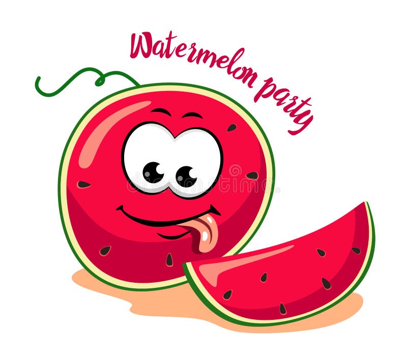 Juicy and Cartoon Watermelon with a Bit of Watermelon in the Juice ...