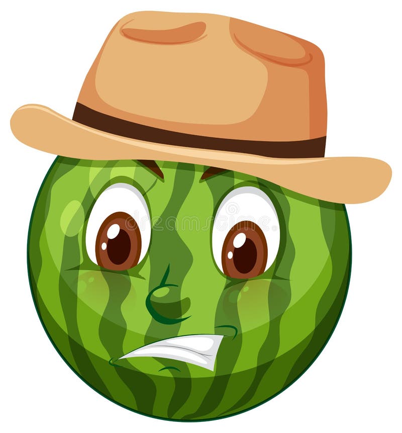 Watermelon Cartoon Character with Facial Expression Stock Vector ...