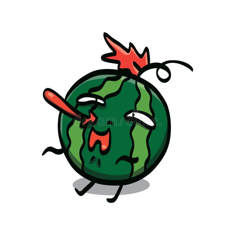 Watermelon Cartoon Character Had Nose Bleeding. Vector Illustration ...