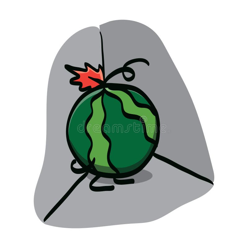 Watermelon Cartoon Character Hiding in Corner. Vector Illustration ...