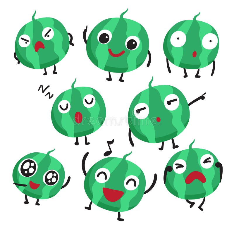 Watermelon Character Vector Design Stock Vector - Illustration of hand ...
