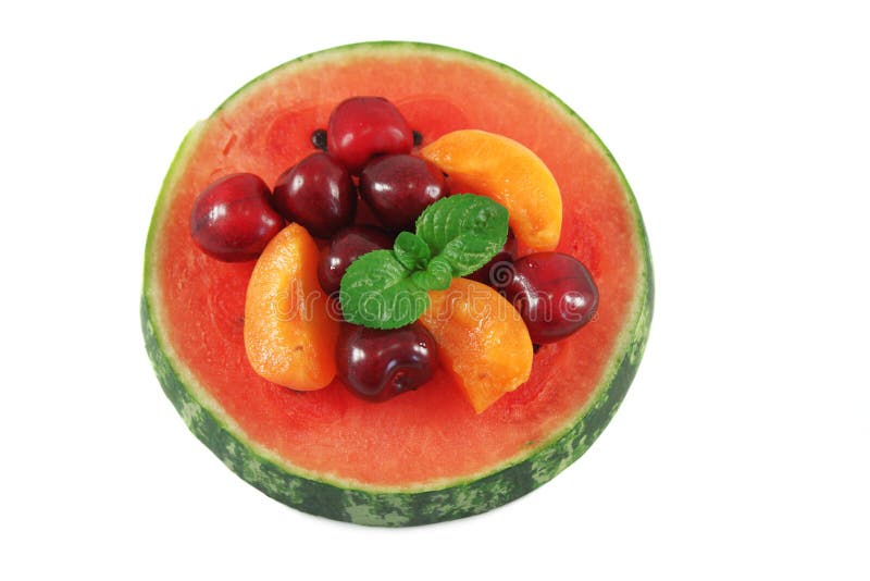 Watermelon, Cherries, Apricots Stock Photo - Image of juicy, gourmet ...