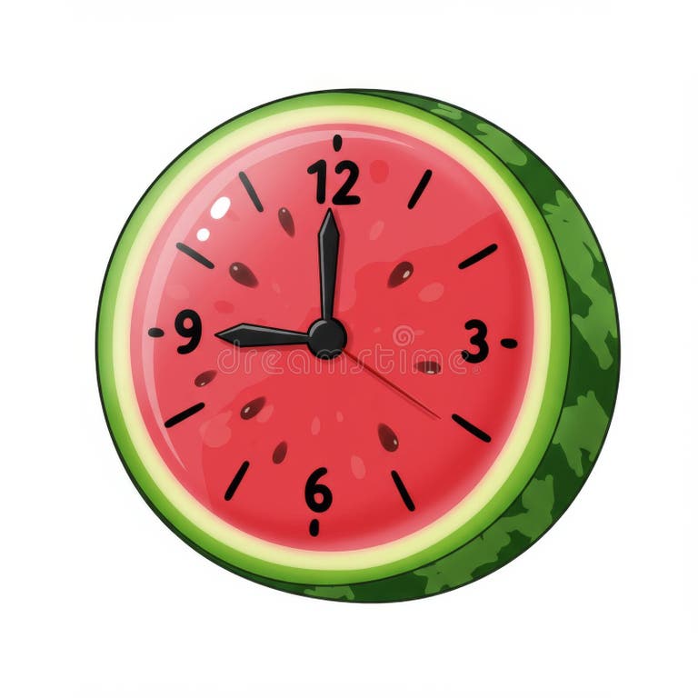 Watermelon Clock Digital Illustration Stock Illustration - Illustration ...