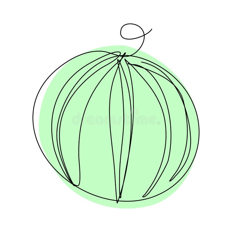 Watermelon in Continuous Line Drawing. Vitamin Concept. Outline Simple ...