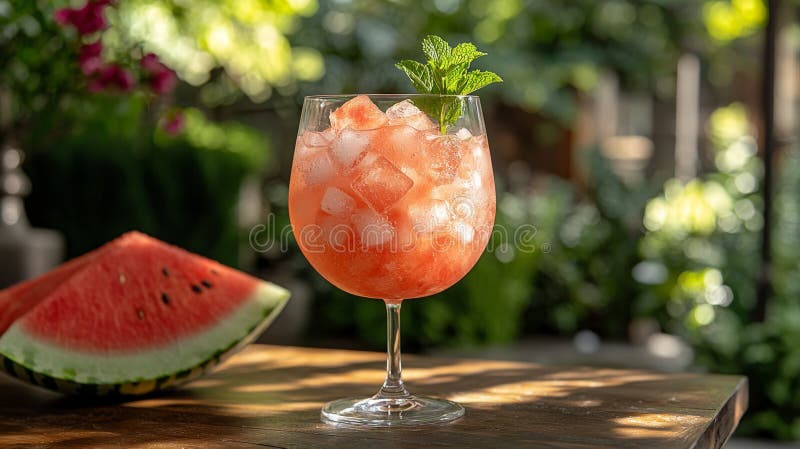 Watermelon Cooler on Patio stock image. Image of summer - 373409623
