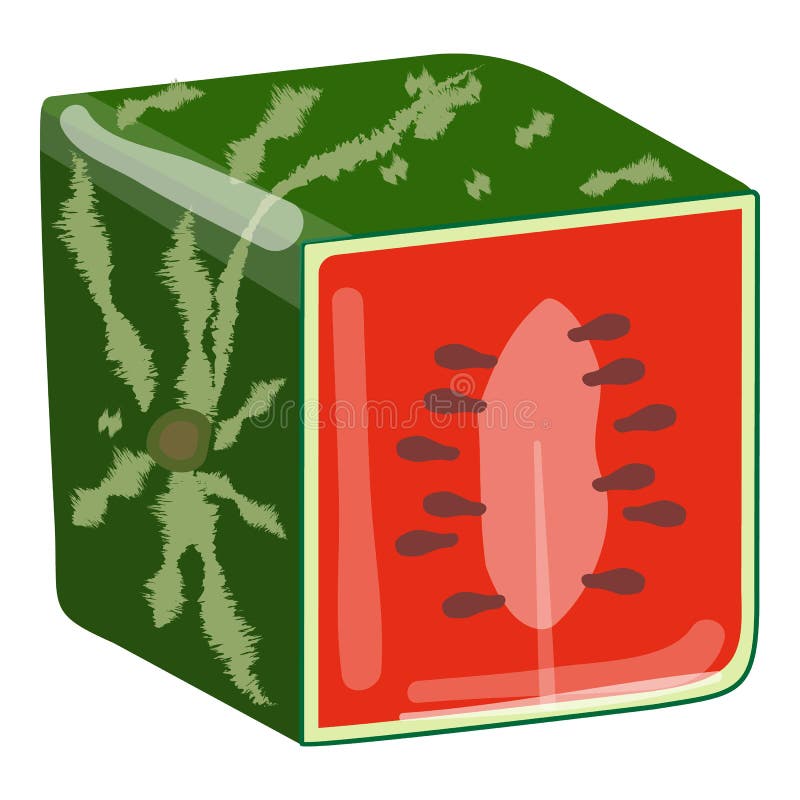 Watermelon Cube Icon Cartoon Vector. Slice Fruit Stock Vector ...