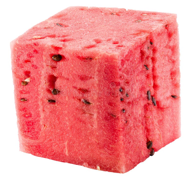 Watermelon Cube Isolated on a White Background Stock Photo - Image of ...