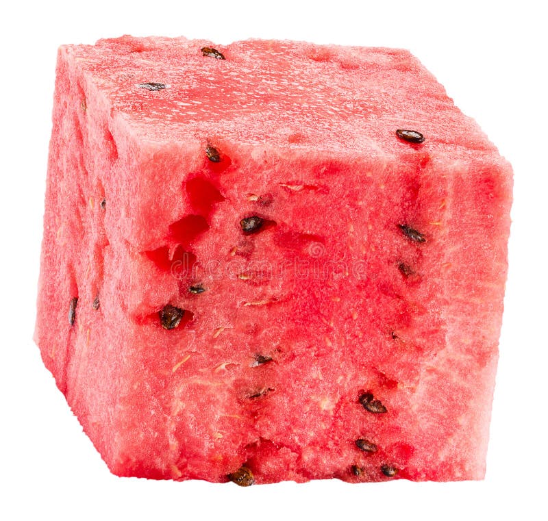 Watermelon Cube Isolated on a White Background Stock Photo - Image of ...