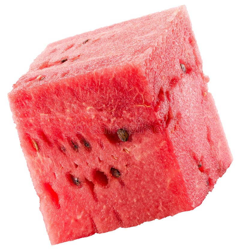 Watermelon Cube Isolated on a White Background Stock Image - Image of ...