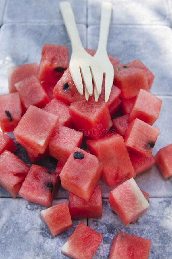 Watermelon cubes stock image. Image of fruit, summer - 41523059