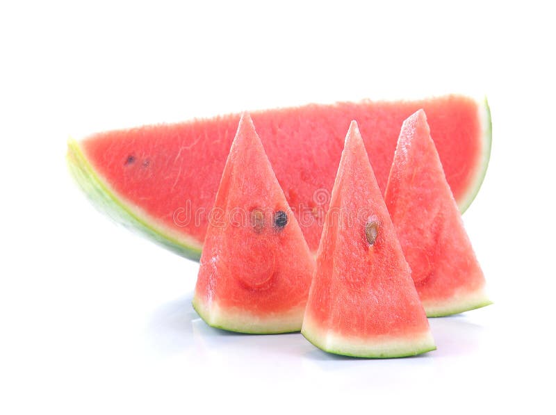 Watermelon Cut Pieces on White Background. Stock Photo - Image of ...