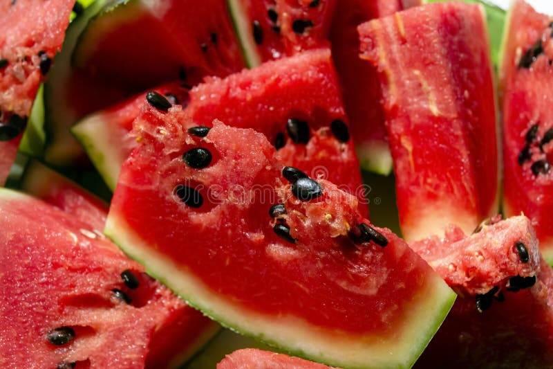 Watermelon Cut into Slices. Summer Sweets. Slices of Watermelon with ...