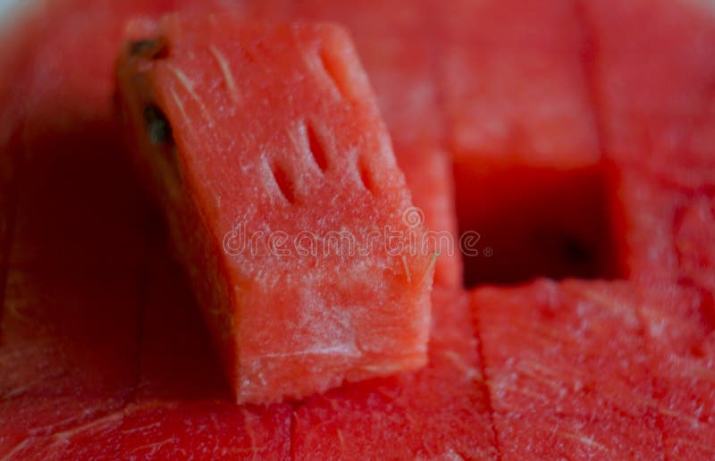 The Watermelon is Cut into Small Pieces Stock Photo - Image of ...