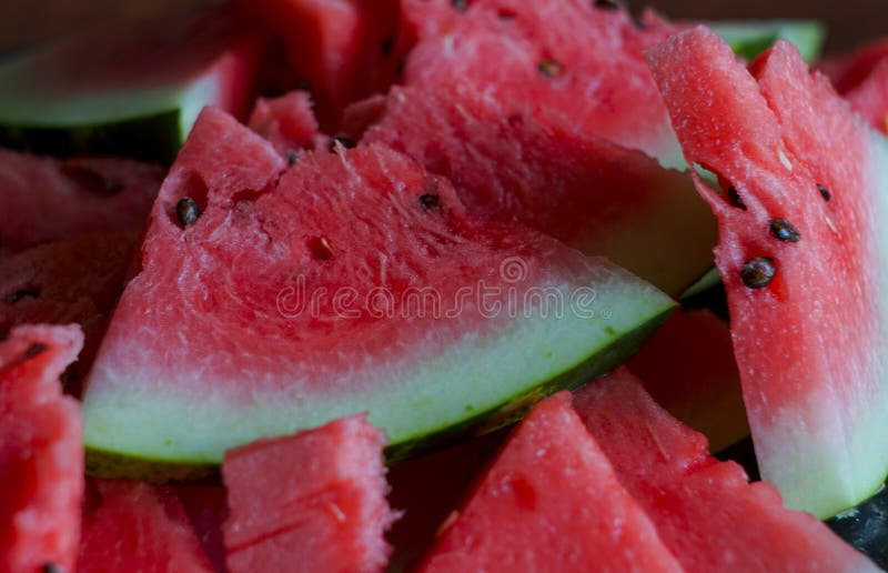 The Watermelon is Cut into Small Pieces Stock Image - Image of organic ...