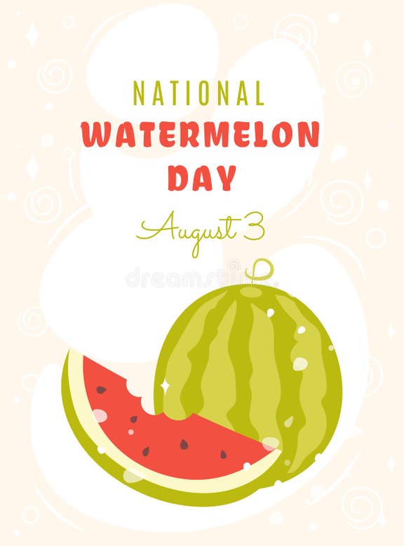 National Watermelon Day on August 3. Flat Cartoon Vector Illustration ...