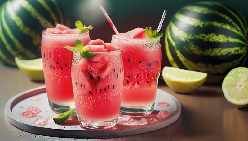 Watermelon drink stock illustration. Illustration of beverage - 300001893