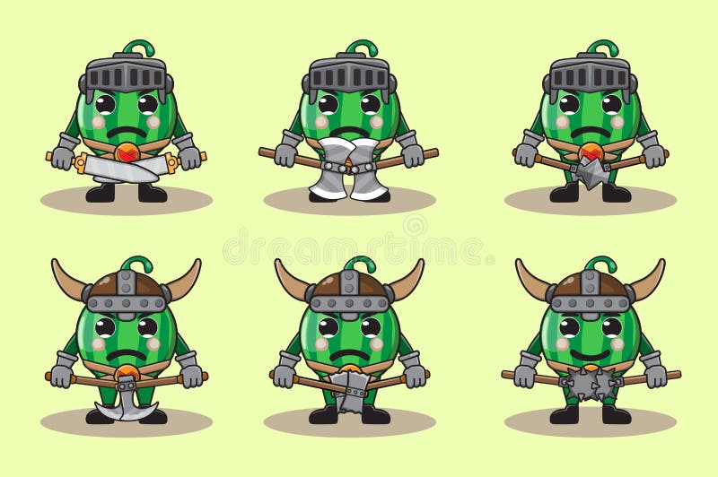 Watermelon Emotion Set 5 Knight Dual Weapon. Stock Vector ...