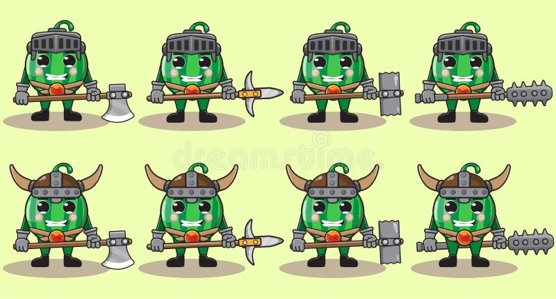 Watermelon Emotion Set 7 Knight Two Hand Stock Vector - Illustration of ...