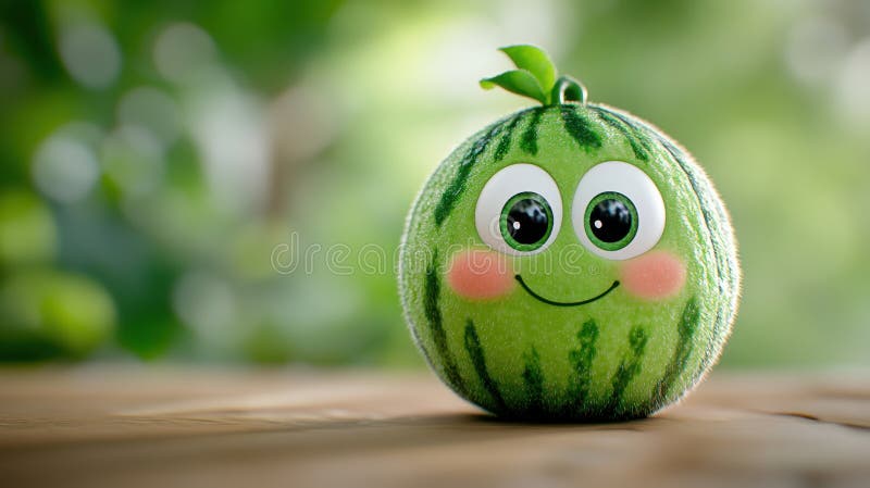 A Watermelon with Eyes and a Smiley Face on it, AI Stock Image - Image ...