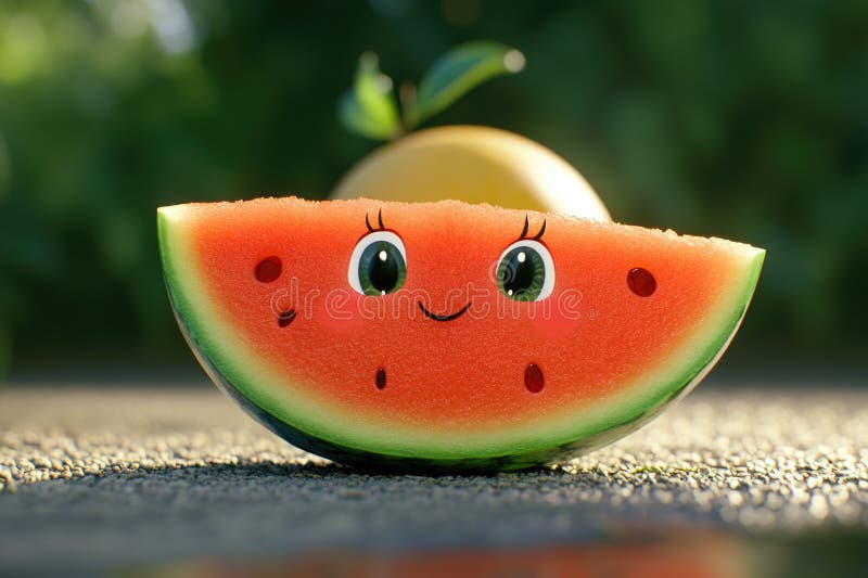 Watermelon with Face Drawing Stock Illustration - Illustration of ...