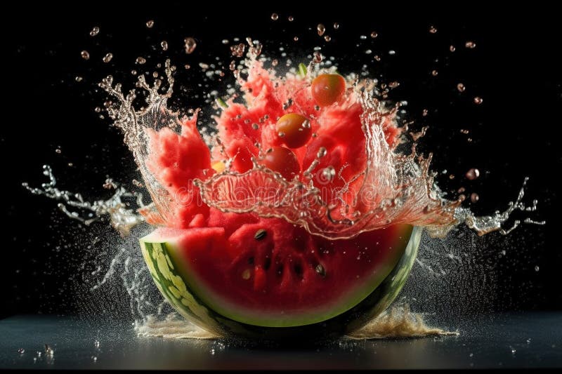 A Watermelon Falling into a Pile of Slices of Watermelon, or ...