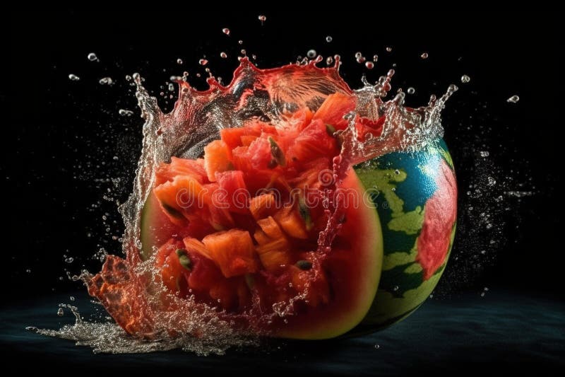 A Watermelon Falling into a Pile of Slices of Watermelon, or ...