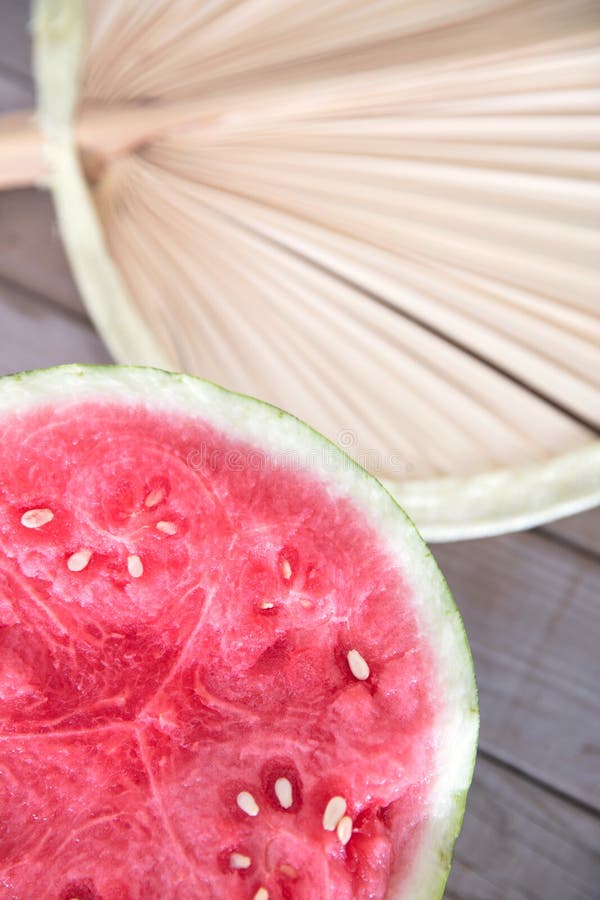 Watermelon and Fan in Summer Stock Photo - Image of quenching, food ...