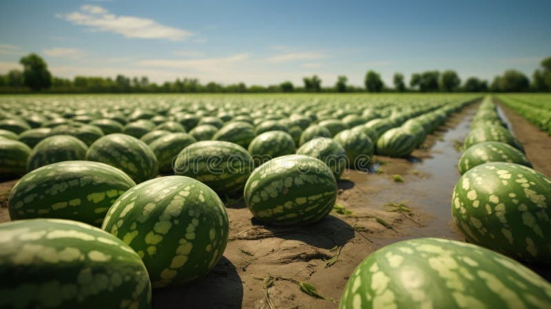 Watermelon Field Created with Generative AI Technology Stock ...