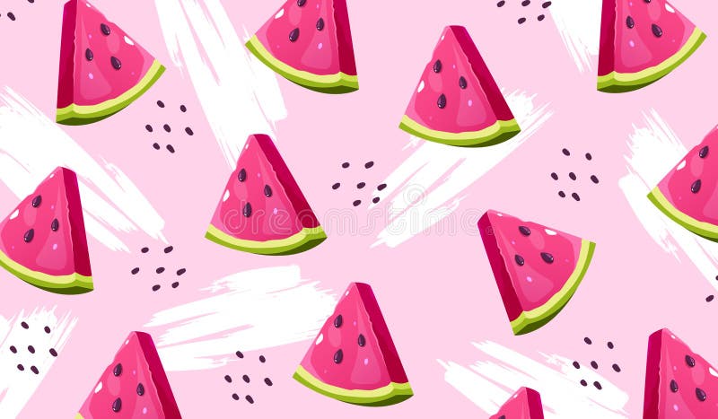 Watermelon Fruit Abstract Vector Background with Pink Backdrop and ...