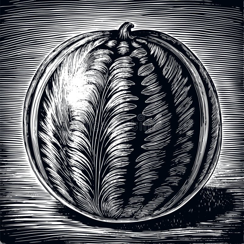 Watermelon Fruit Engraved Vector Stock Vector - Illustration of natural ...