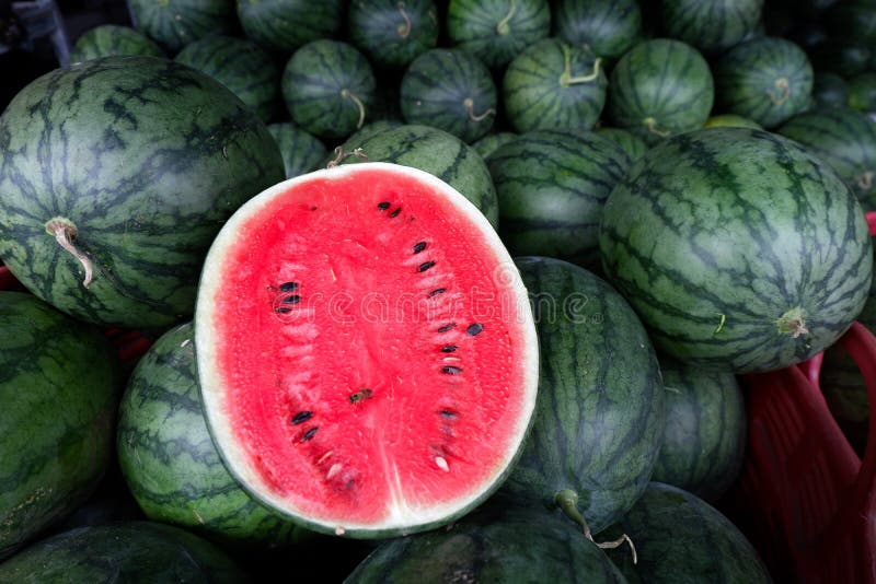 Close Up Watermelon Fruit on Nature Background. Stock Image - Image of ...