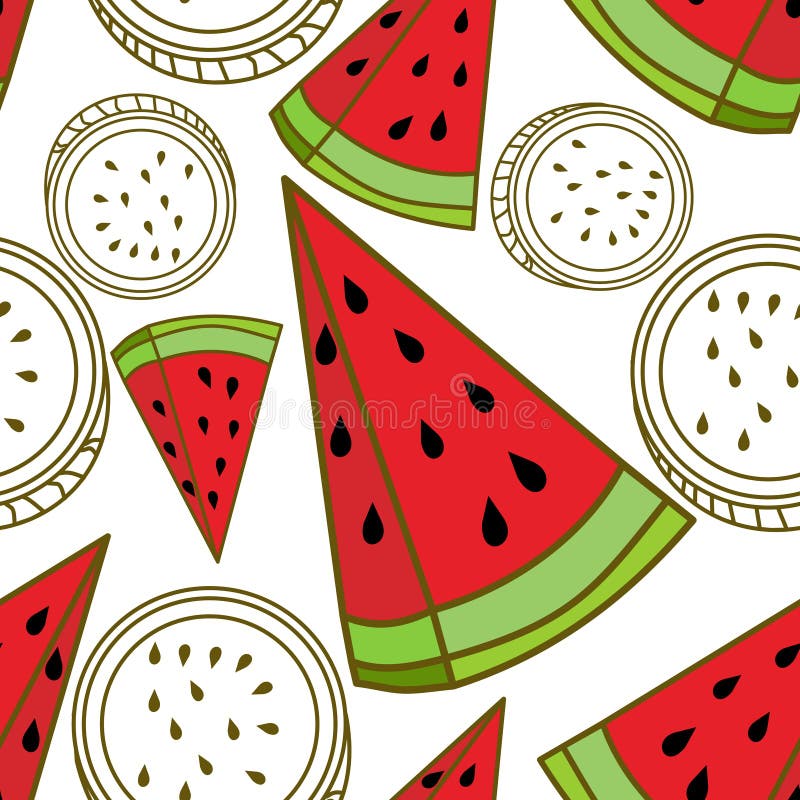 Watermelon Fruit Pattern Seamless Vector Template Stock Vector ...