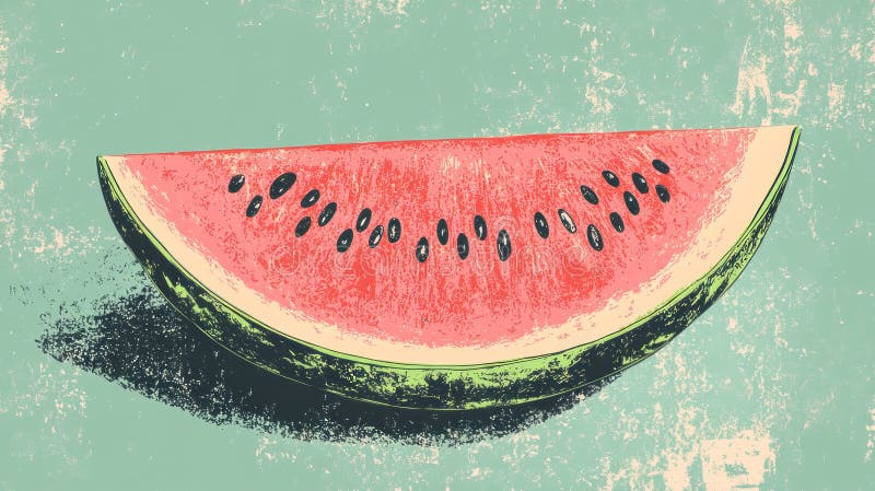 Watermelon Fruit Risograph Style. Abstract Natural Water Melon Slice ...
