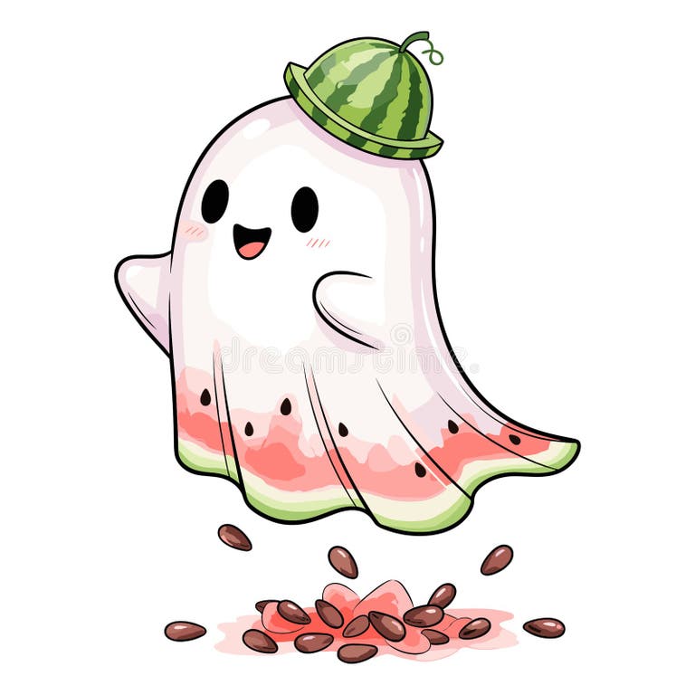 Watermelon Ghost Watercolor Sublimation Stock Illustration ...