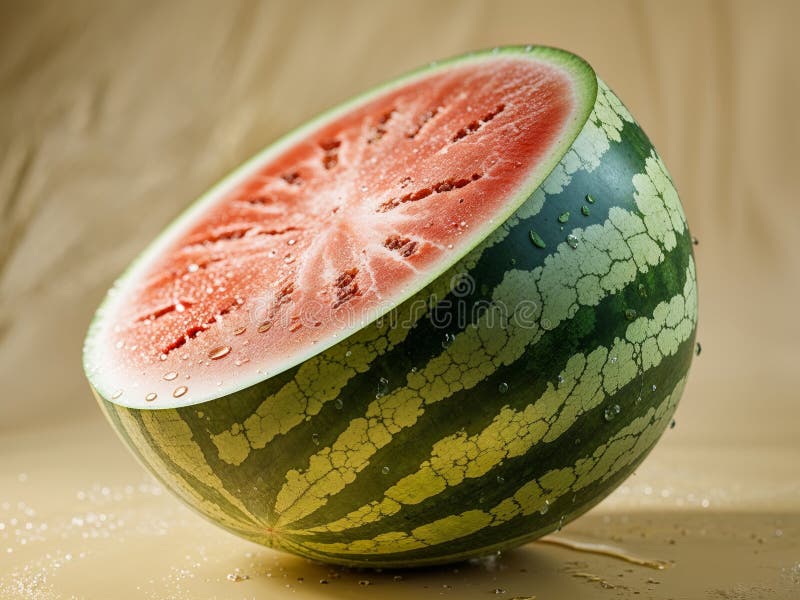 Watermelon with Green Rind and Light Green Stripes Stock Illustration ...