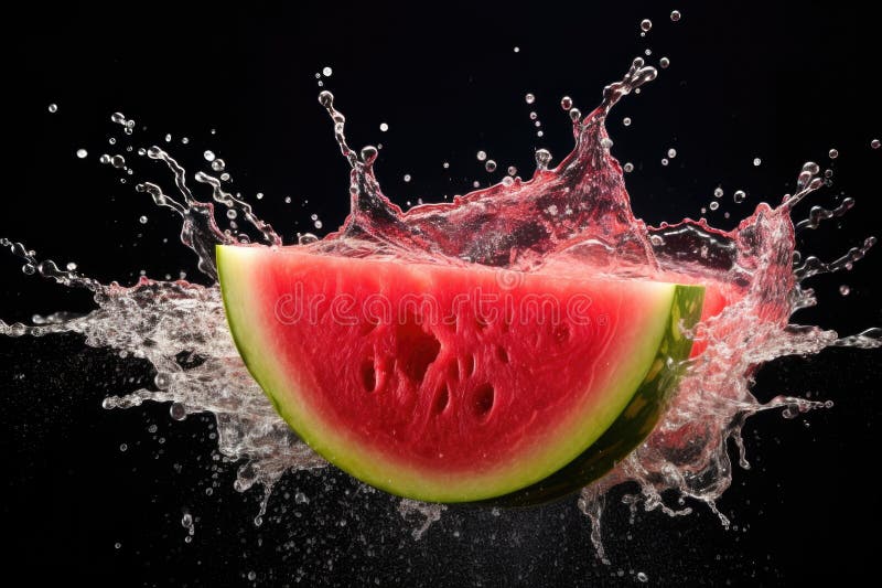 Watermelon Half with a Splash of Juice Caught Mid-air Stock Photo ...