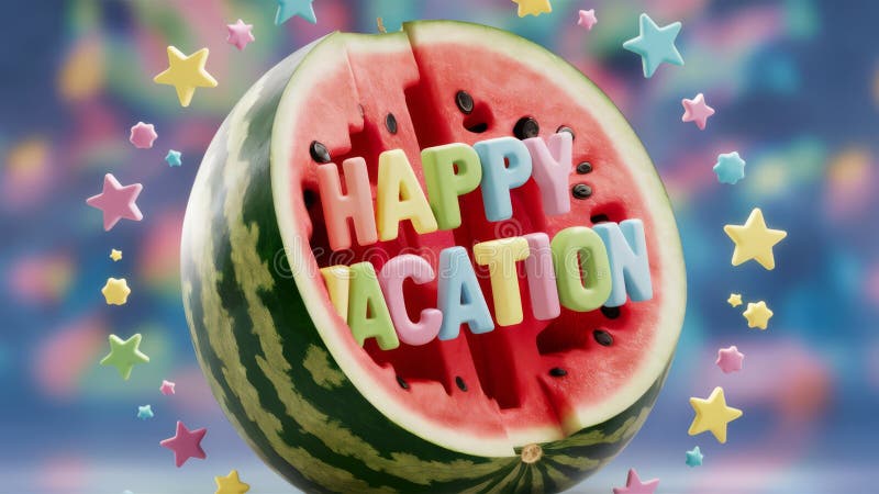 A Watermelon with a Happy Vacation Written on it, AI Stock Image ...