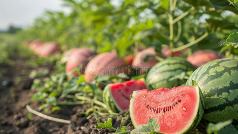 Watermelon Harvest on the Field Stock Illustration - Illustration of ...