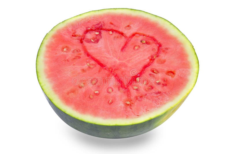 Watermelon, Carved In The Shape Of A Heart. Stock Image - Image of ...