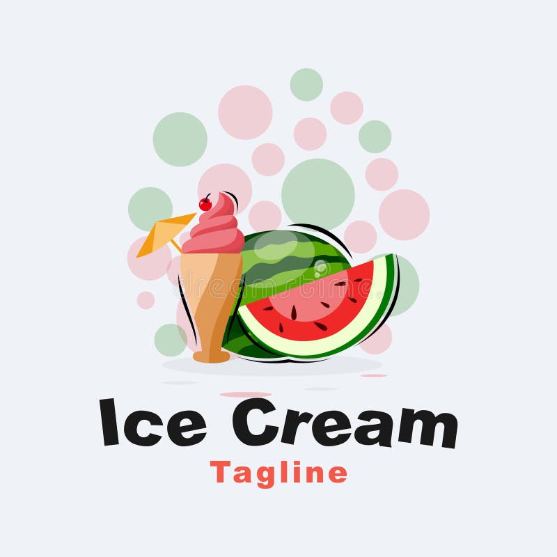 Watermelon Ice Cream Logo Design Stock Illustration - Illustration of ...