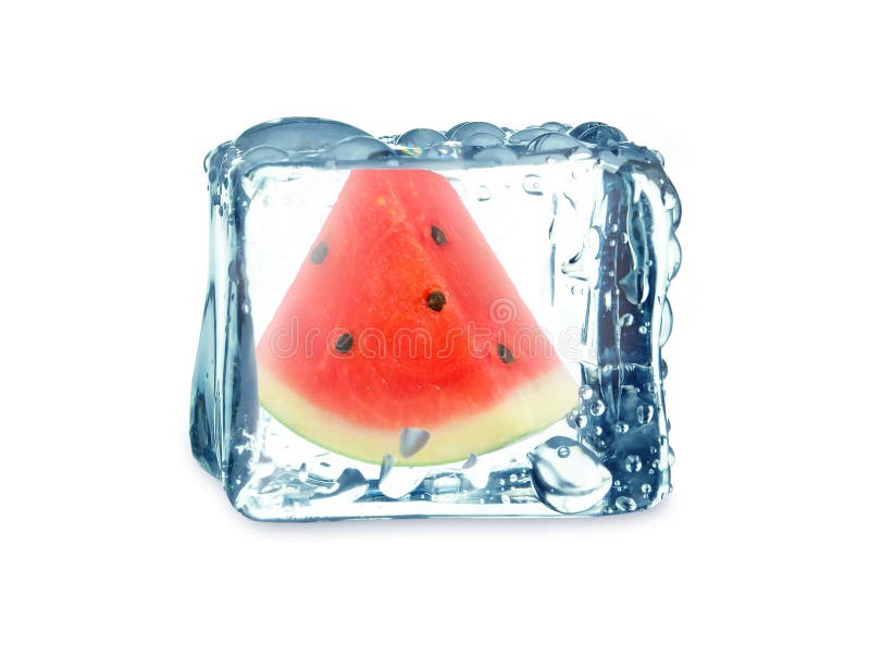Watermelon and ice cube stock image. Image of green, juicy - 51381835