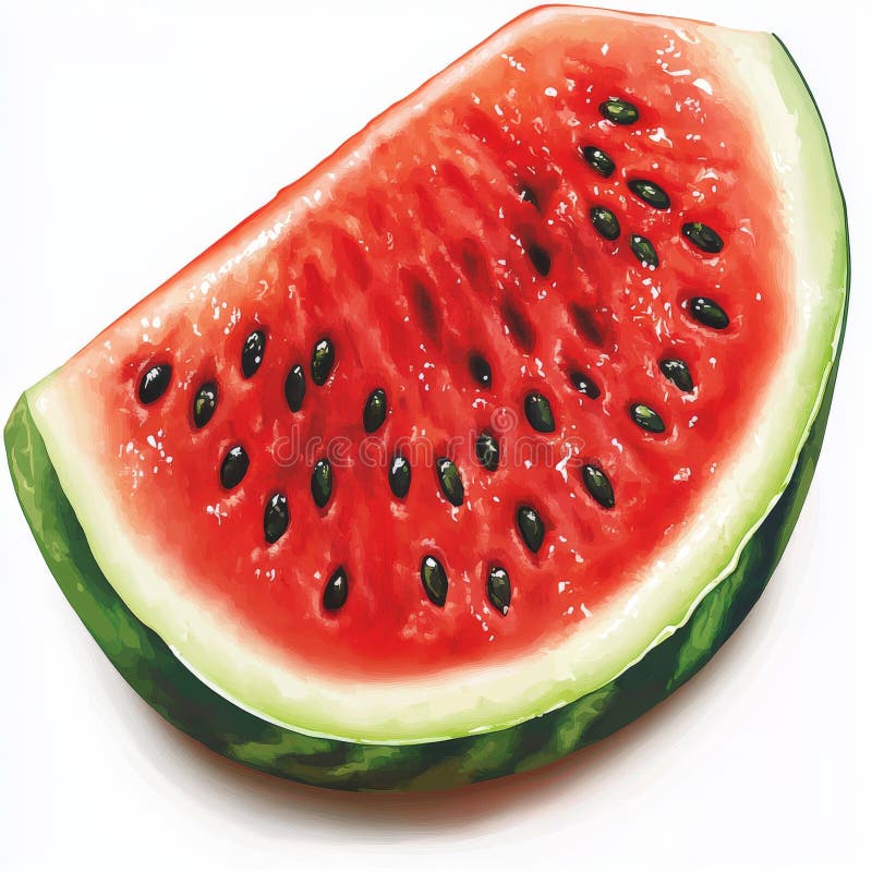 Watermelon Illustration Created Using a Hand-drawn Watercolor Technique ...