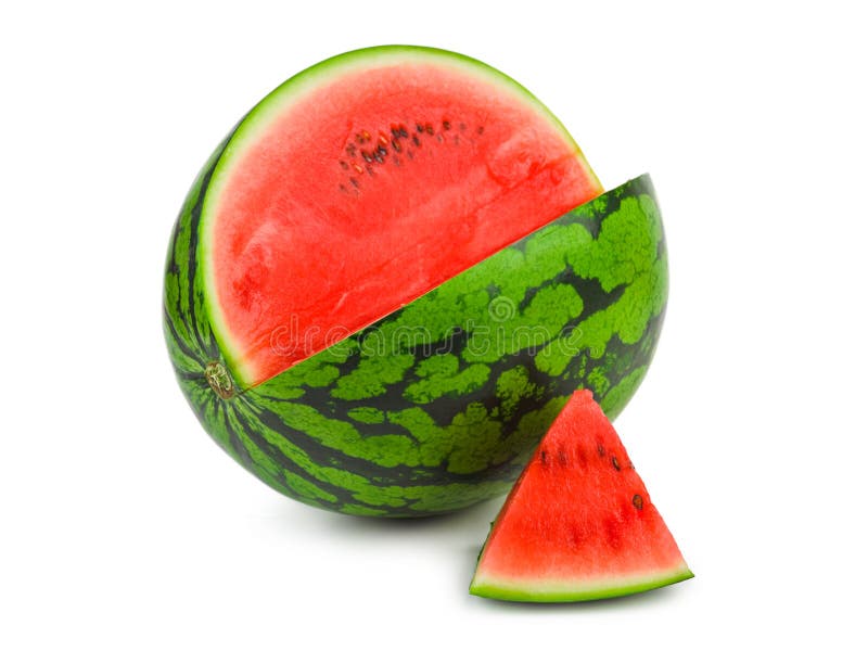 Single Watermelon Triangular Slice Isolated on White Background Stock ...