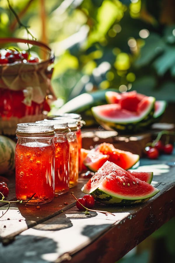 Watermelon Jam in a Jar. Selective Focus Stock Image - Image of ...