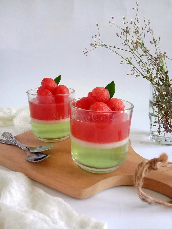Watermelon jelly pudding stock photo. Image of fruit - 335875338