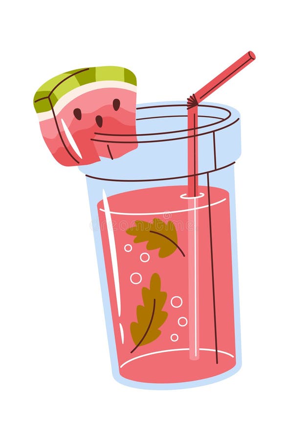 Watermelon Juice Glass Portion Design Stock Illustration - Illustration ...