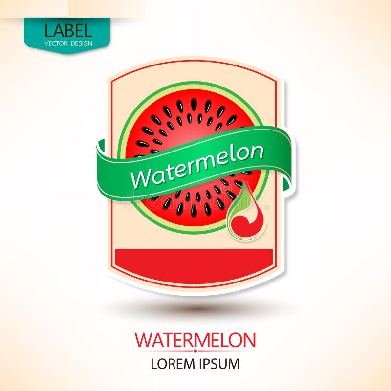 Watermelon Juice Label Vector Design Stock Vector - Illustration of ...