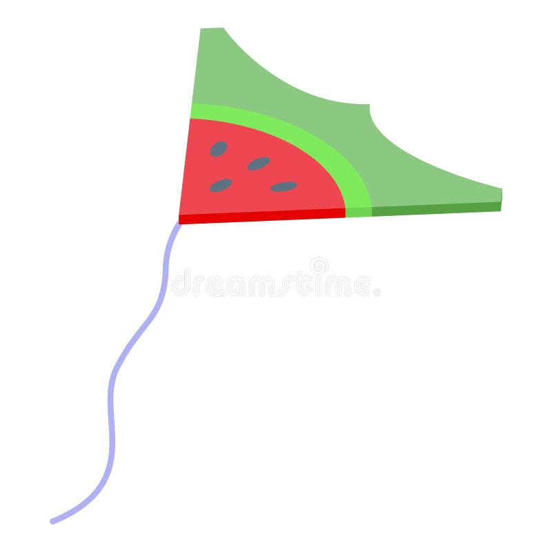 Watermelon Kite Flying on String with Blue Tail in Summer Sky Stock ...