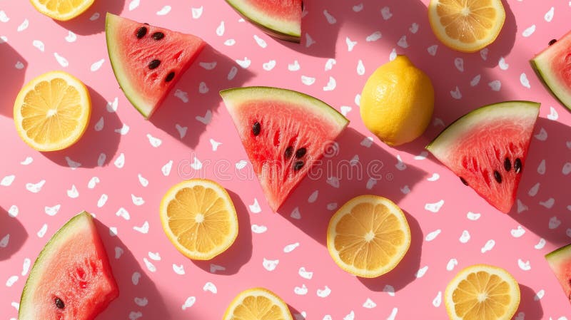 Watermelon Lemonade Pattern Pink Background Stock Photos - Free ...